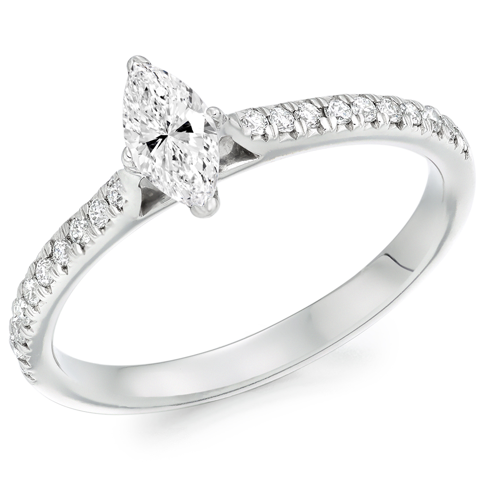 Marquise Cut Solitaire with diamond Set Shoulders Engagement Ring | SP ...