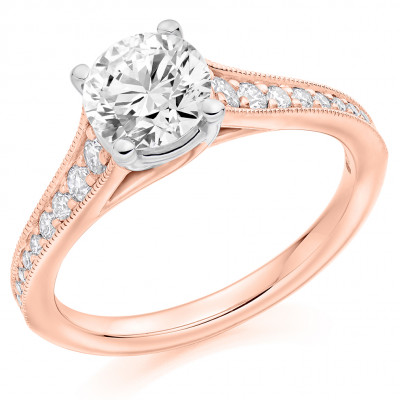 Round Brilliant Solitaire with Diamond Set Shoulders Engagement Ring ...