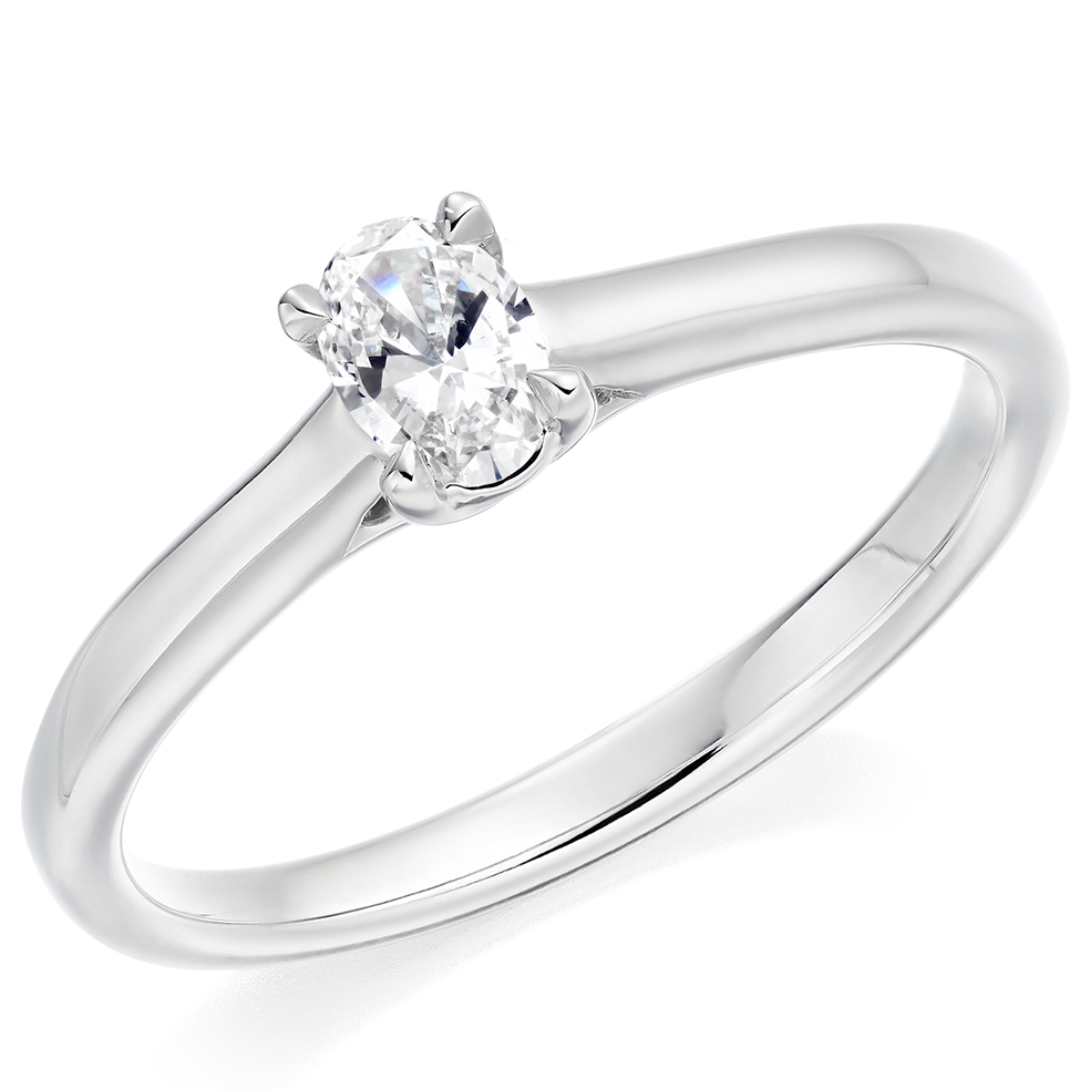 Oval Cut Solitaire with Plain Shoulders Engagement Ring | SP GREEN & Co