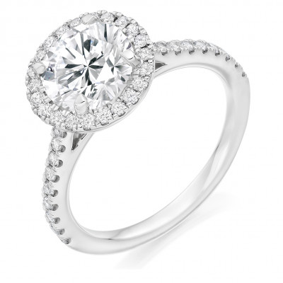 Round Brilliant Halo with Diamond Set Shoulders Engagement Ring | SP ...